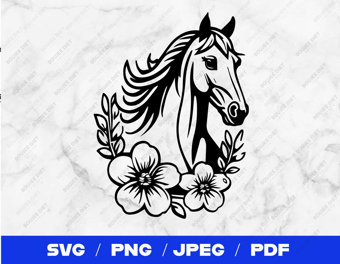 Floral Horse SVG Flower Horse Equestrian Farm Animal Cut Files Cute ...