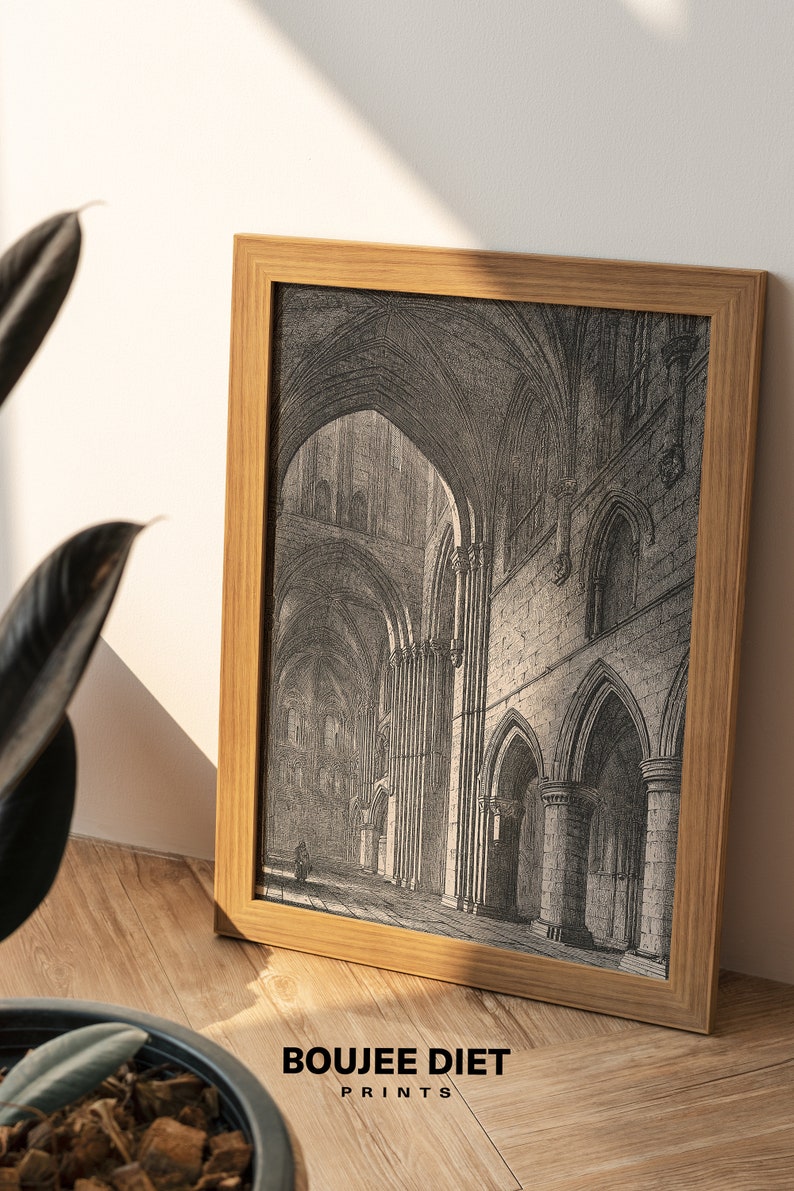 Gothic Architecture Sketch Art Vintage Architecture Wall Art Dark ...