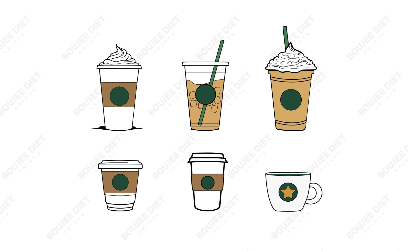 COFFEE CUP Bundle Svg Png Dxf Coffee Cup Clipart Bundle Color Cut File ...
