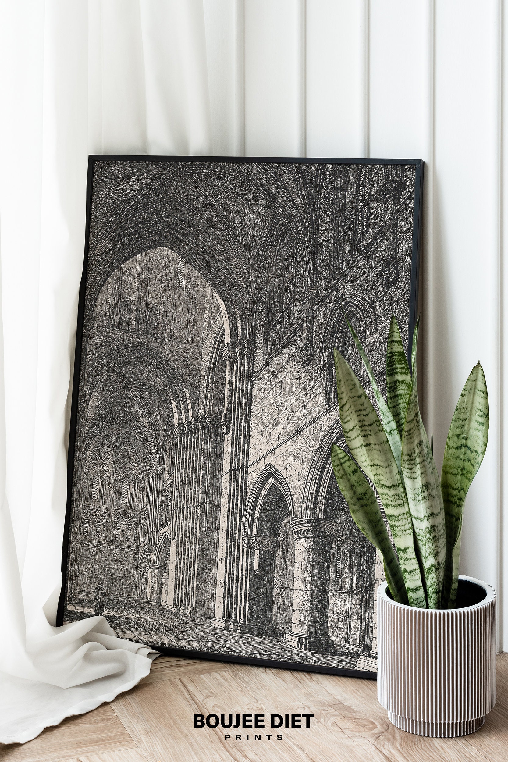 Gothic Architecture Sketch Art Vintage Architecture Wall Art Dark ...