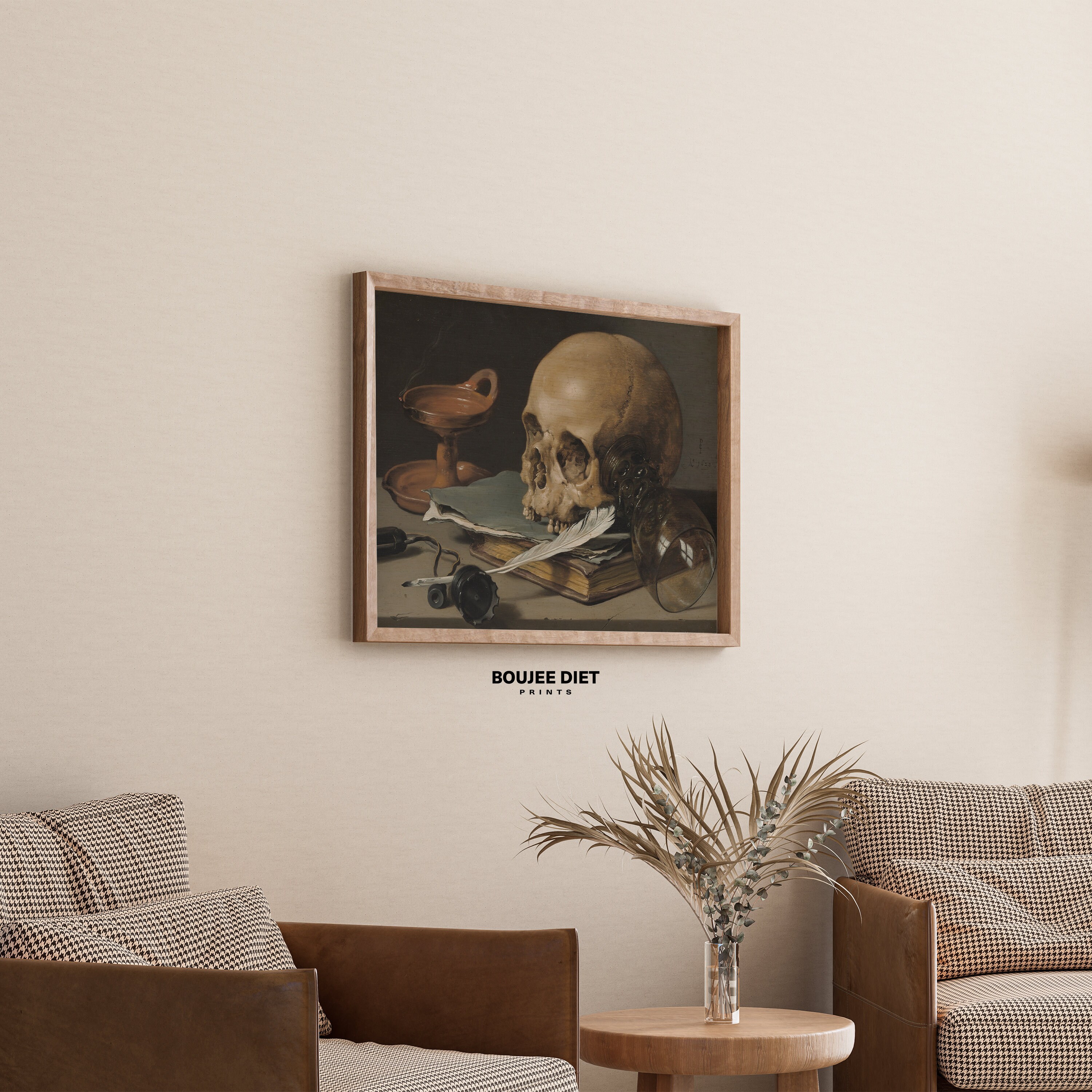 Haunt Gothic Still Life Skull Writing Quill Vintage Writing Feather Oil ...