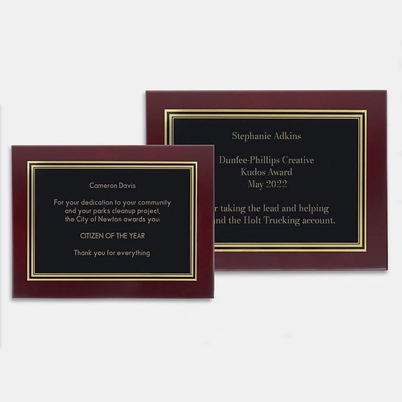Award Plaques Mahogany/gold or Black/silver 5x7 or 8x10 - Etsy