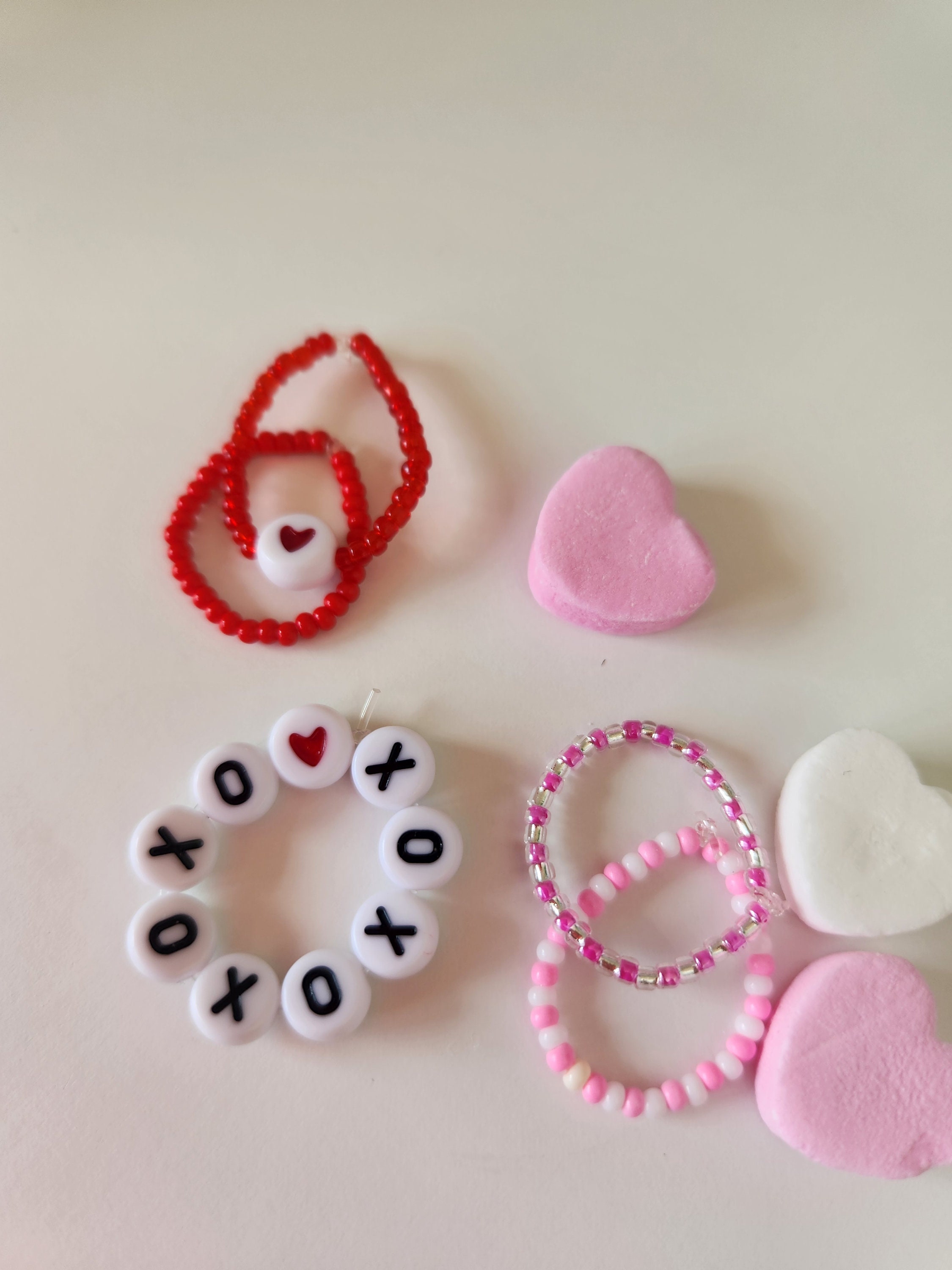 Red and Pink Beaded Rings, Colorful Bead Rings, Red and Pink Rings ...