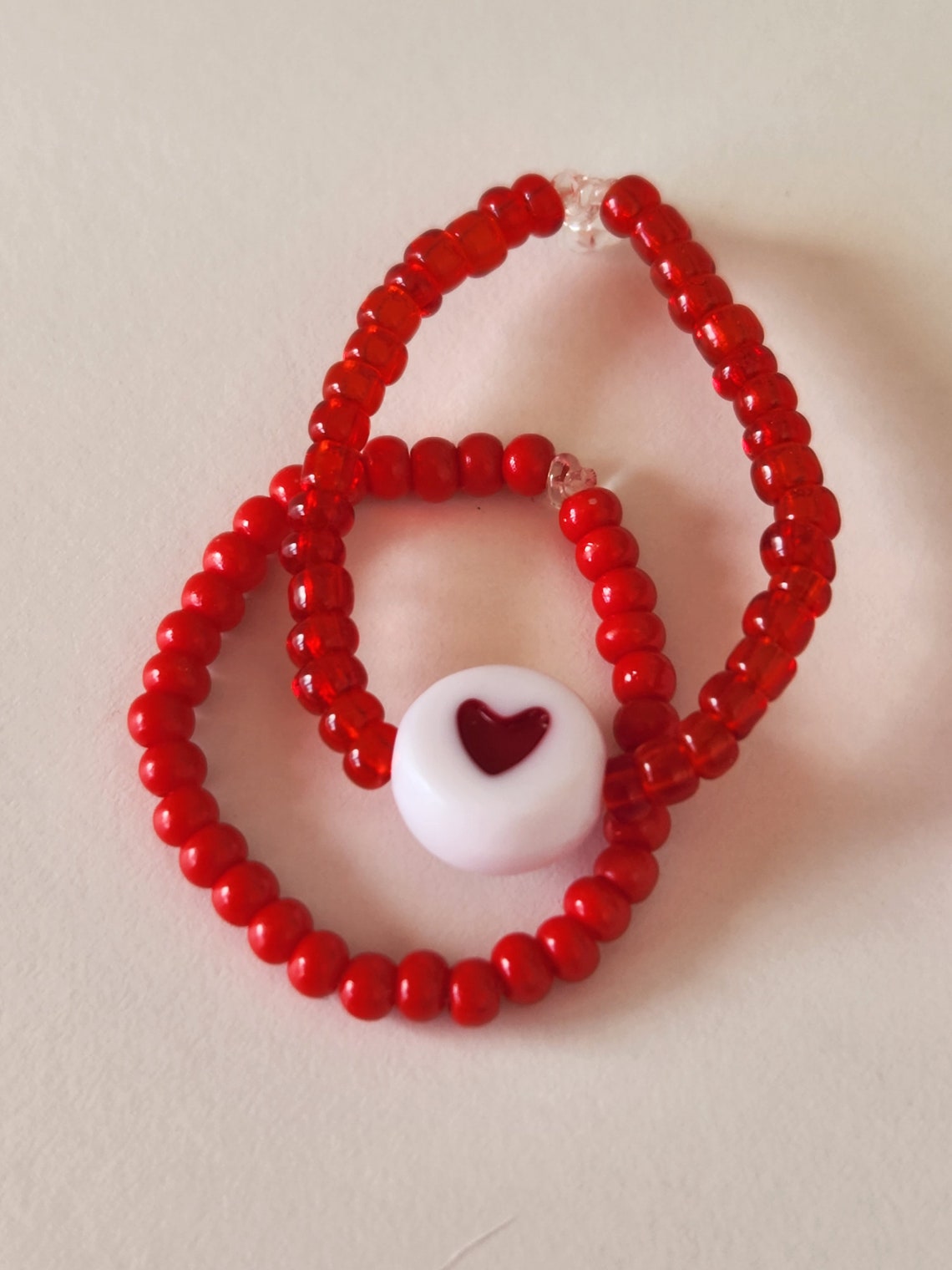 Red and Pink Beaded Rings, Colorful Bead Rings, Red and Pink Rings ...