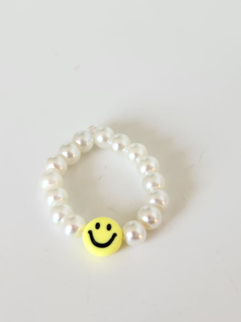 Smiley Face Pearl Rings - Etsy