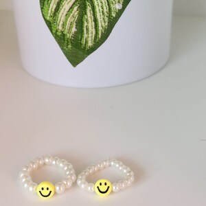 Smiley Face Pearl Rings - Etsy