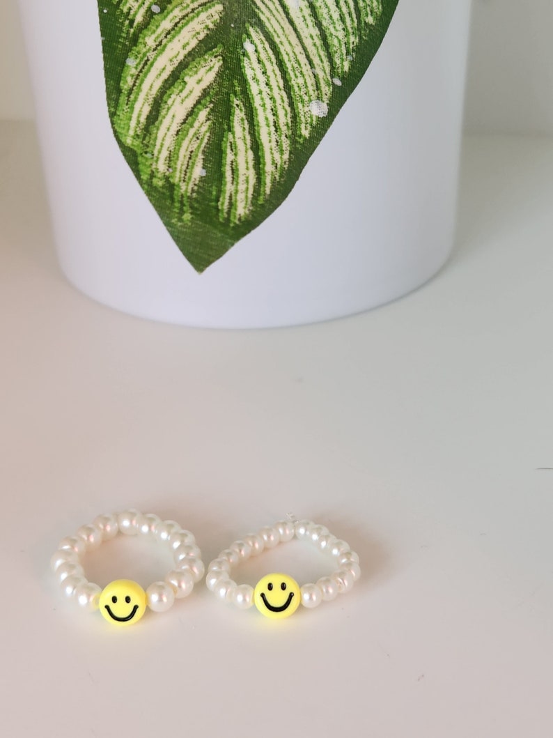 Smiley Face Pearl Rings - Etsy