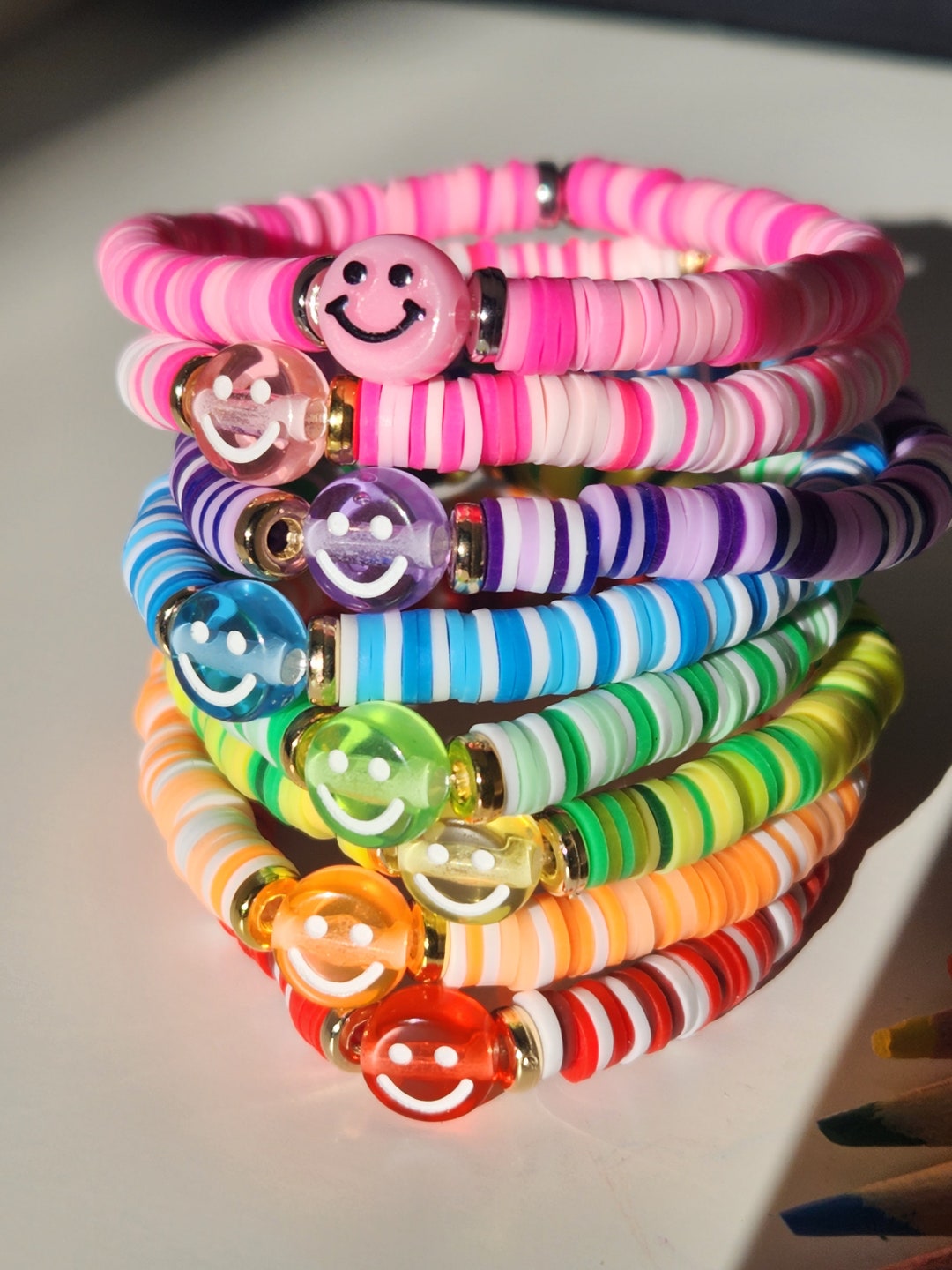 Rainbow Smiley Face Bracelets - Etsy