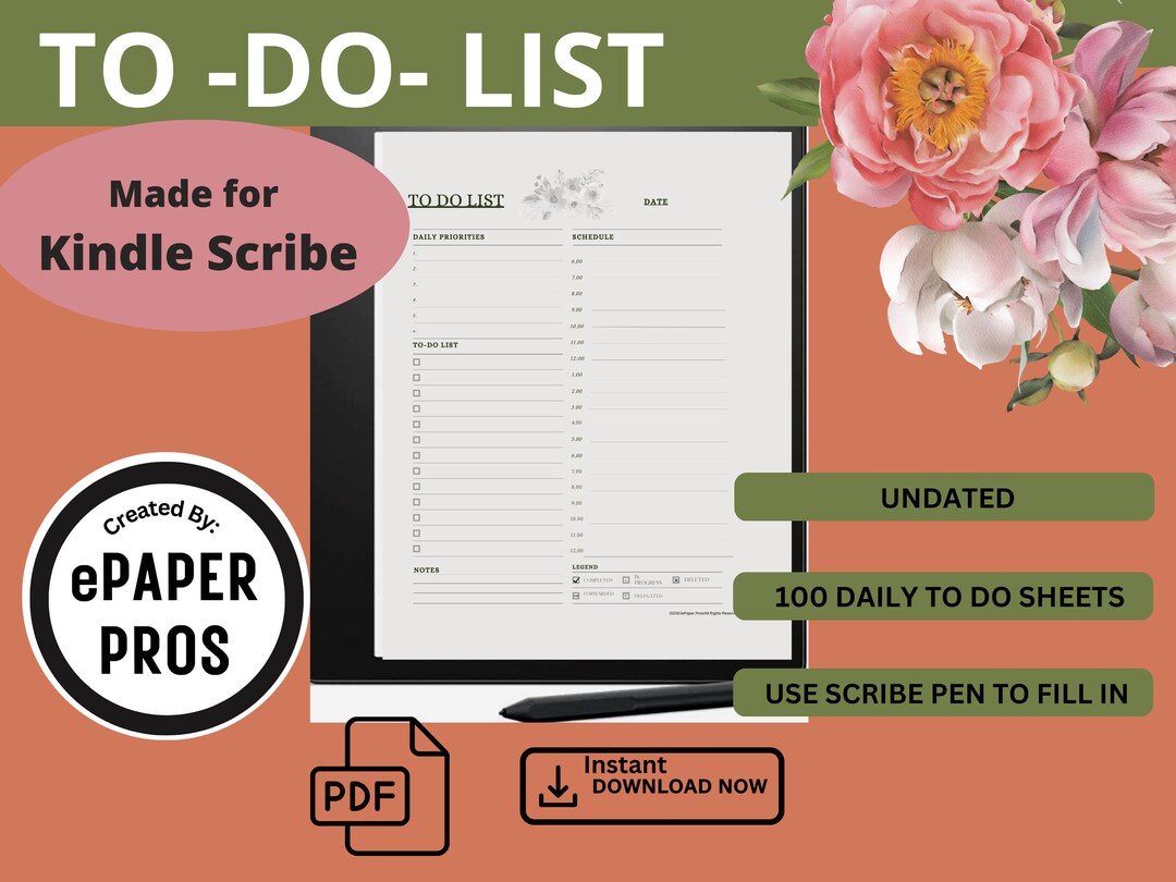Kindle Scribe 2023 Daily TO DO LIST, Organize, Daily Schedule, Daily ...