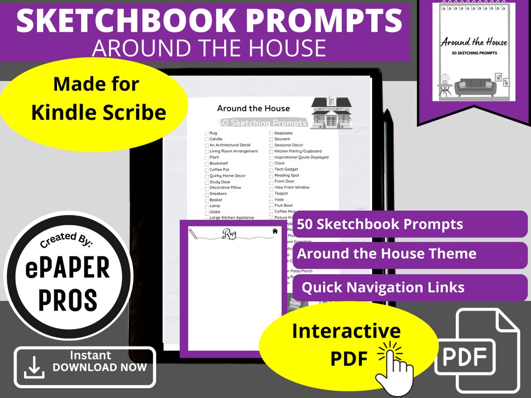 Kindle Scribe 50 Sketchbook Prompts "around the House" Theme for ...