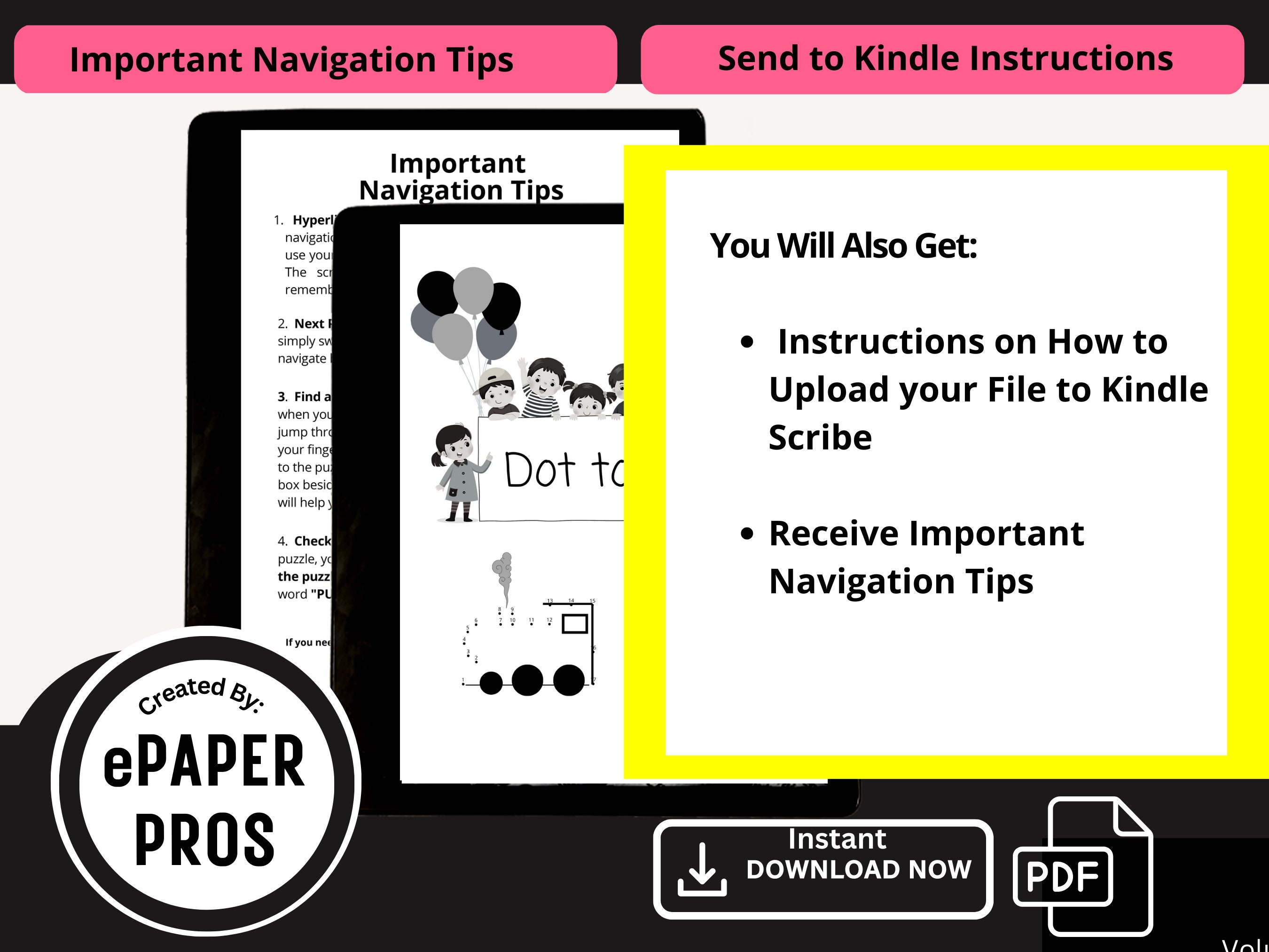 Kindle Scribe Dot to Dot 25 Activity Pages for Kids Ages 4-6 Play ...