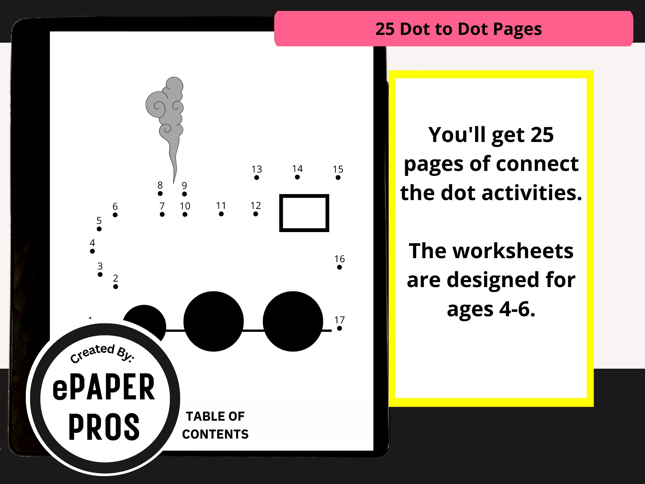 Kindle Scribe Dot to Dot 25 Activity Pages for Kids Ages 4-6 Play ...