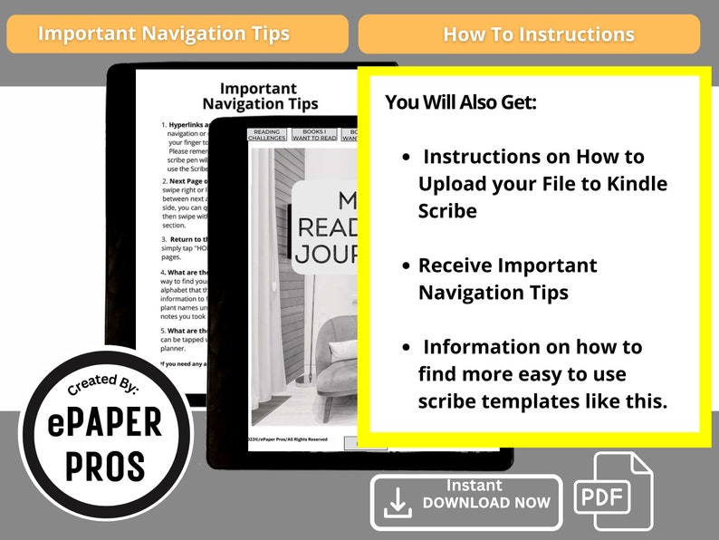 Kindle Scribe Digital Reading & Book Review Journal, PDF Template Book ...