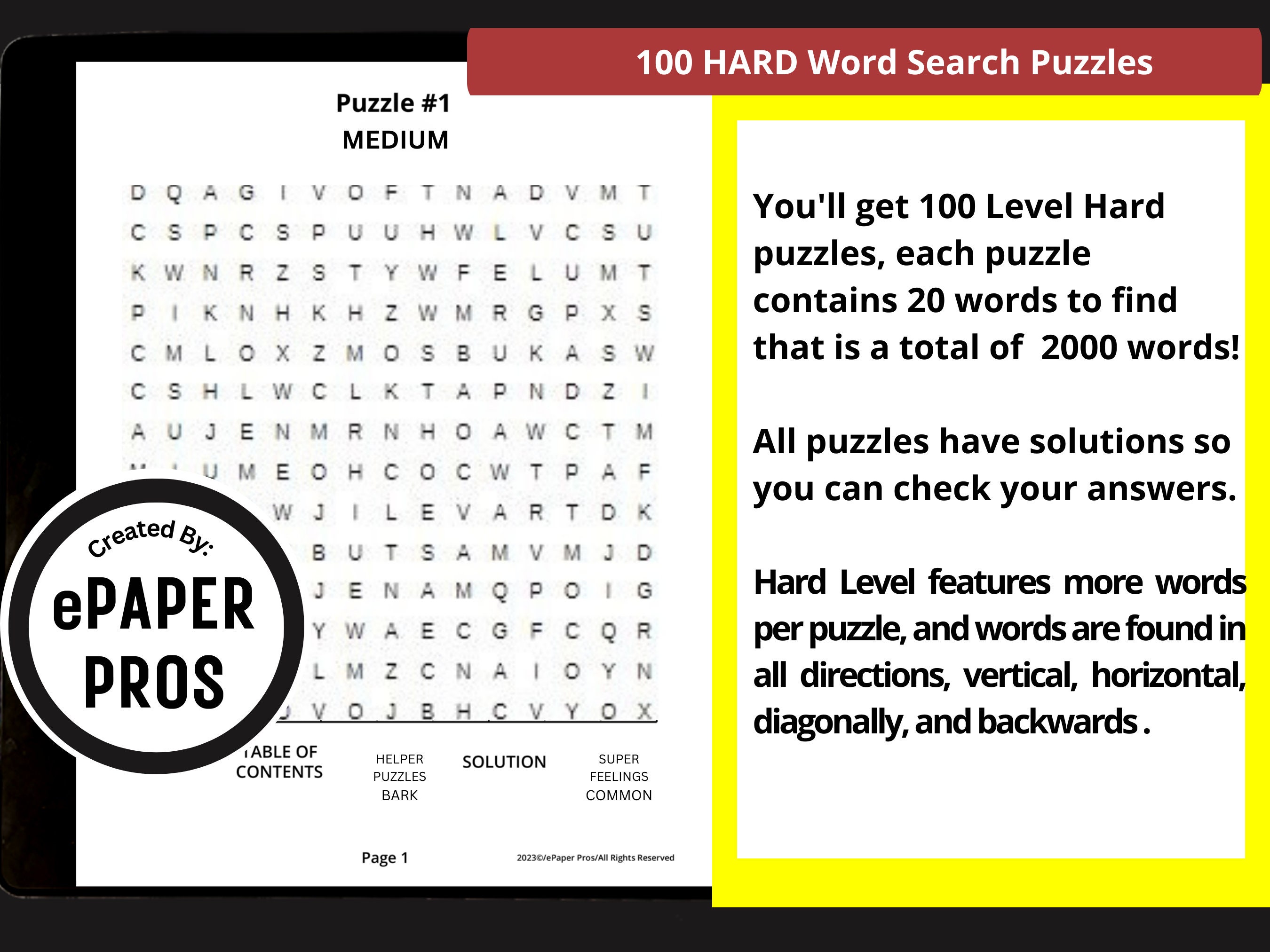 Kindle Scribe Word Search Games and Puzzles Clickable Template Digital ...
