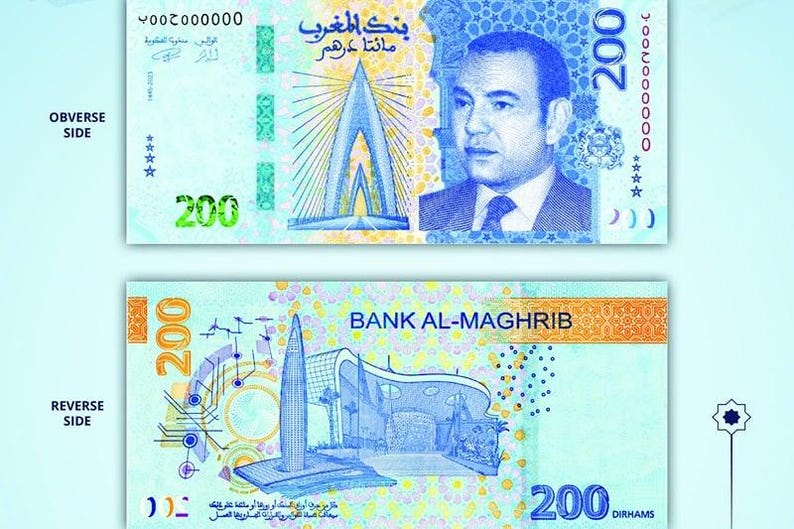 Moroccan Dirham Banknote Collection - Colorful Currency Design Moroccan ...