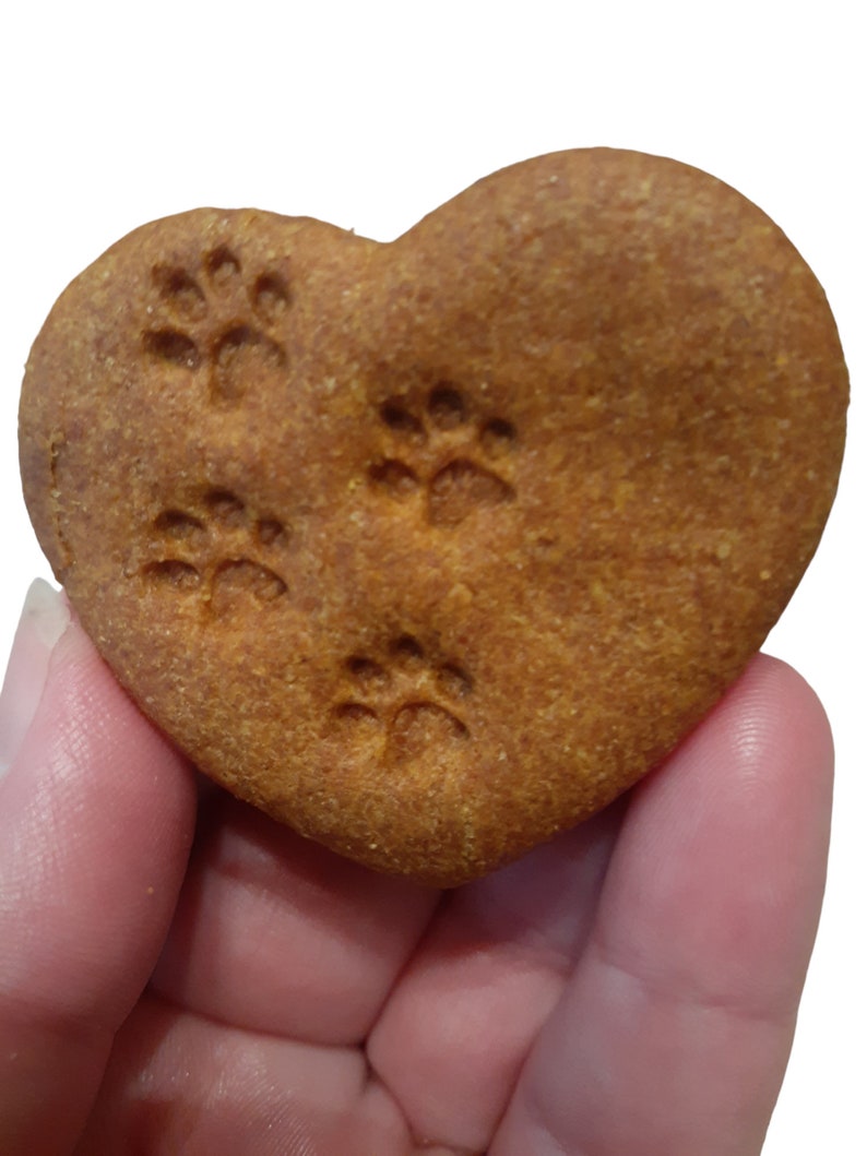 Heart Shaped Dog Cookies With Dog Paw Imprints Dehydrated Gourmet Dog ...