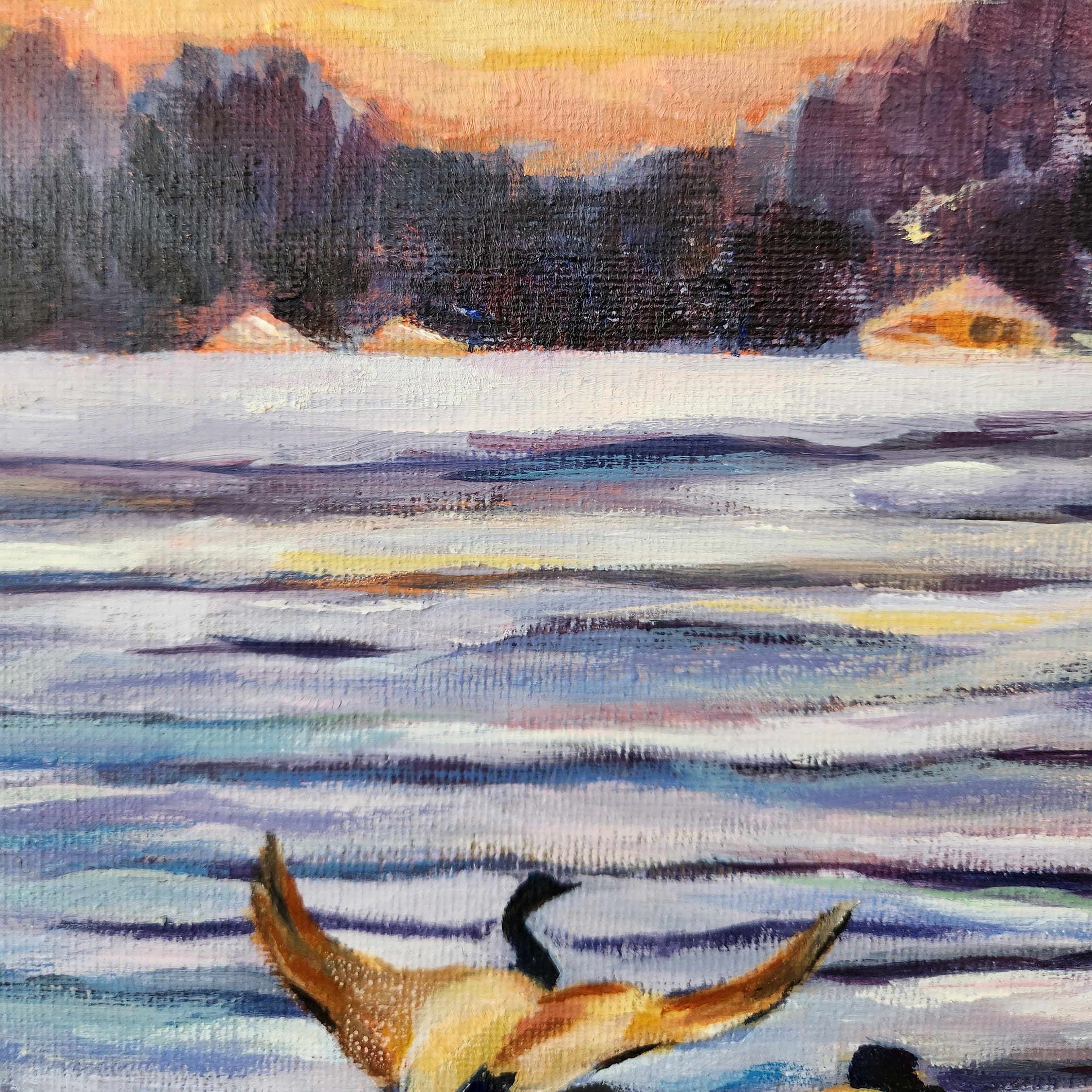 Canadian Geese Waterscape Lake House Art Original Art - Etsy