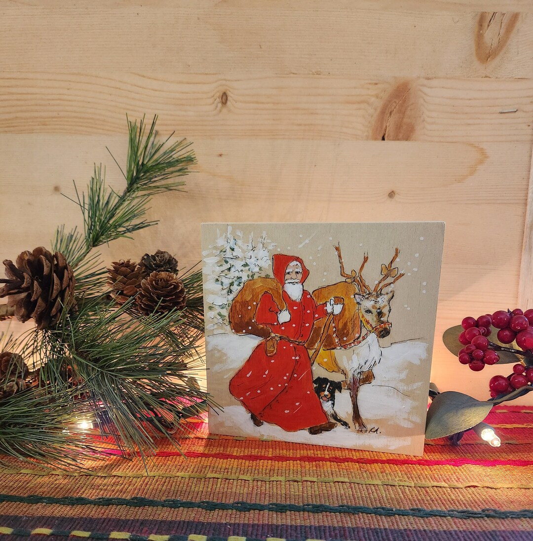 Santa Claus, Saint Nicholas Christmas Art, Winter Scene, Original ...