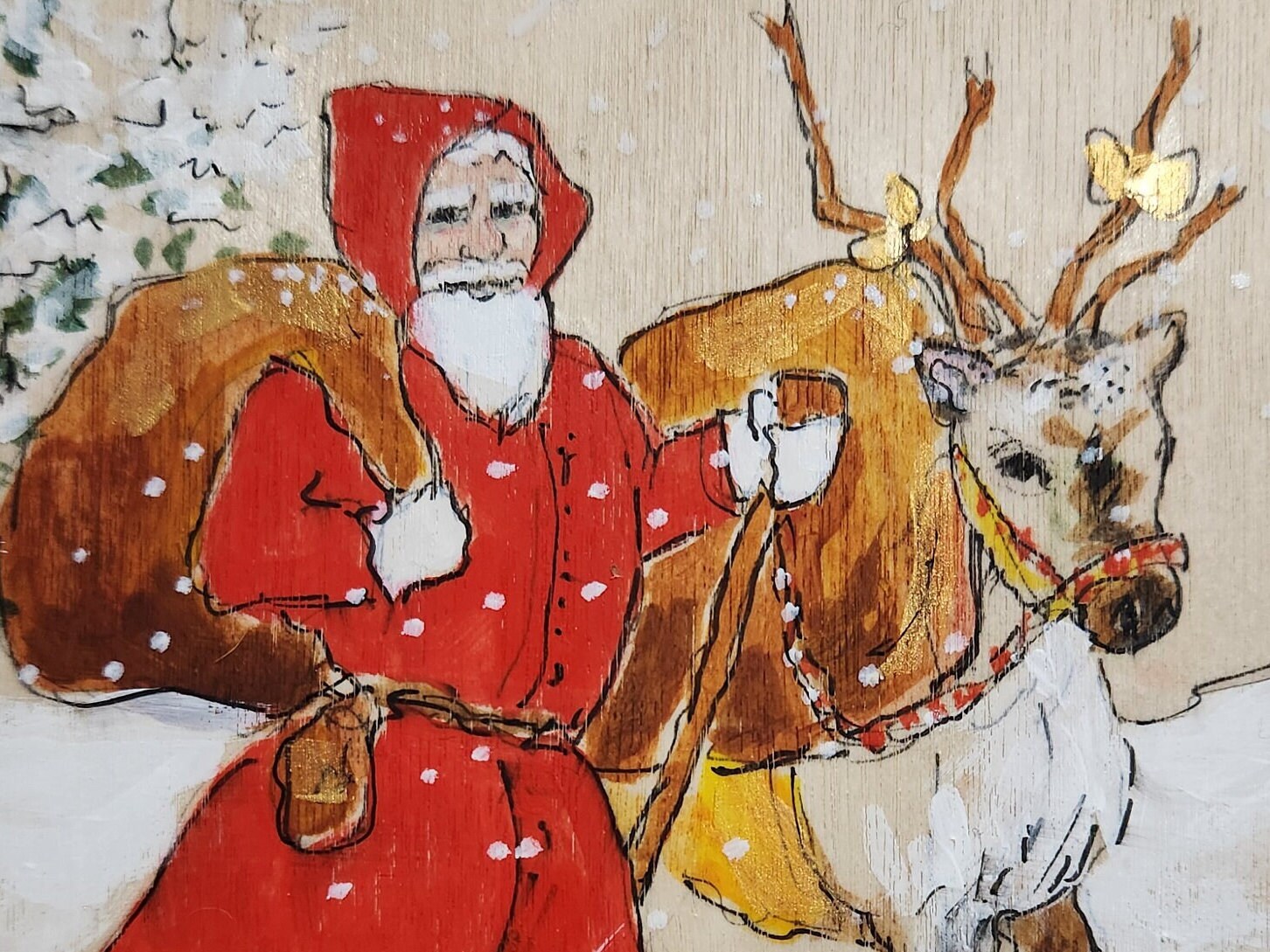 Santa Claus, Saint Nicholas Christmas Art, Winter Scene, Original ...