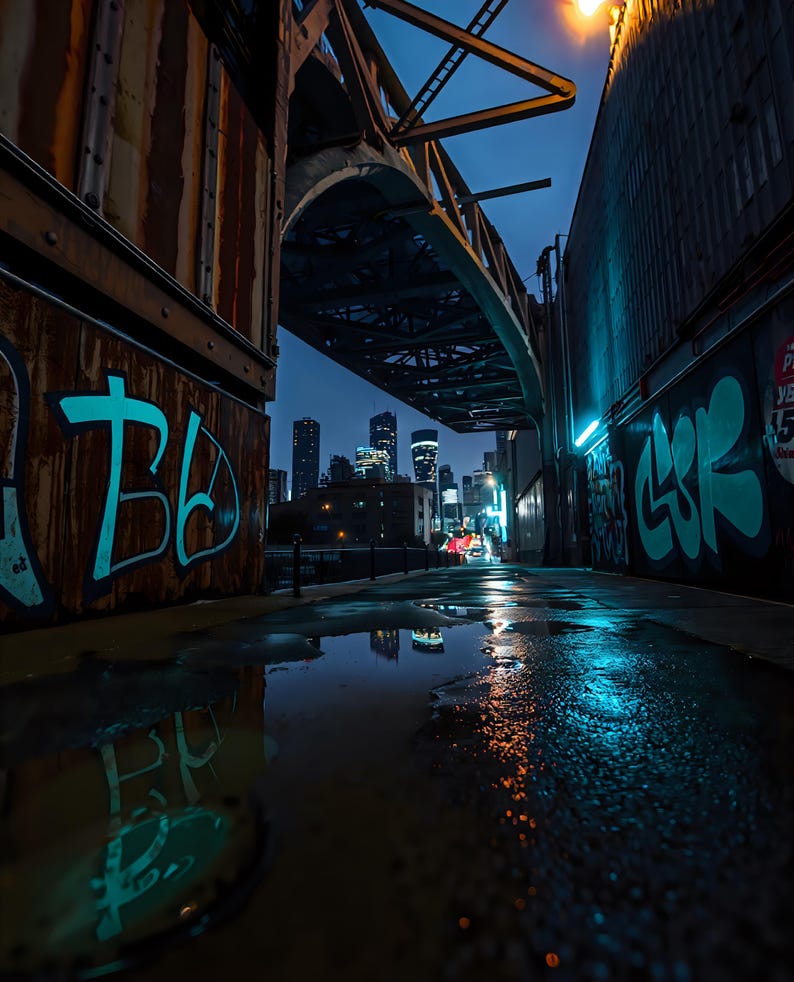 Urban Night Graffiti Print - Etsy