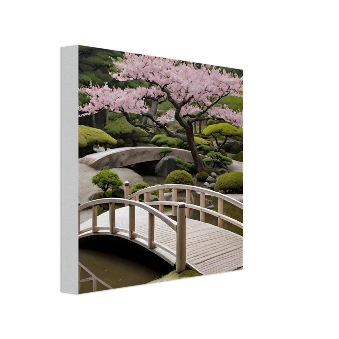 Tranquil Sakura Bridge Canvas - Etsy