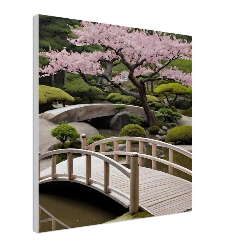 Tranquil Sakura Bridge Canvas - Etsy