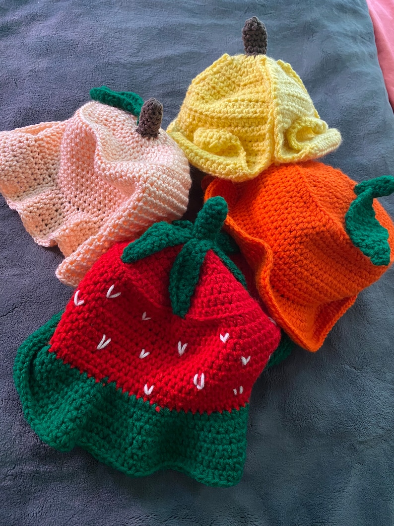 Crochet Fruit Bucket Hat - Etsy