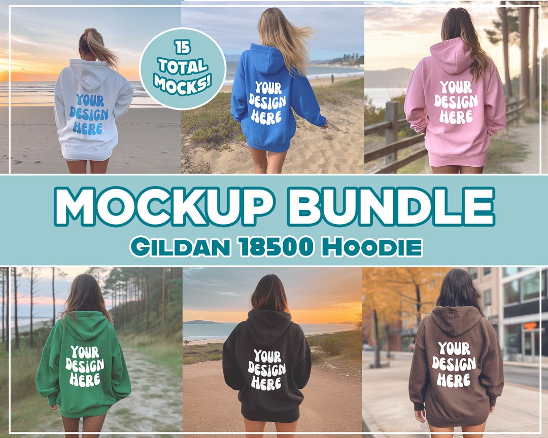 Gildan 18500 Mockup Bundle | Hoodie Mockup Bundle | Beach Hoodie Mockup ...