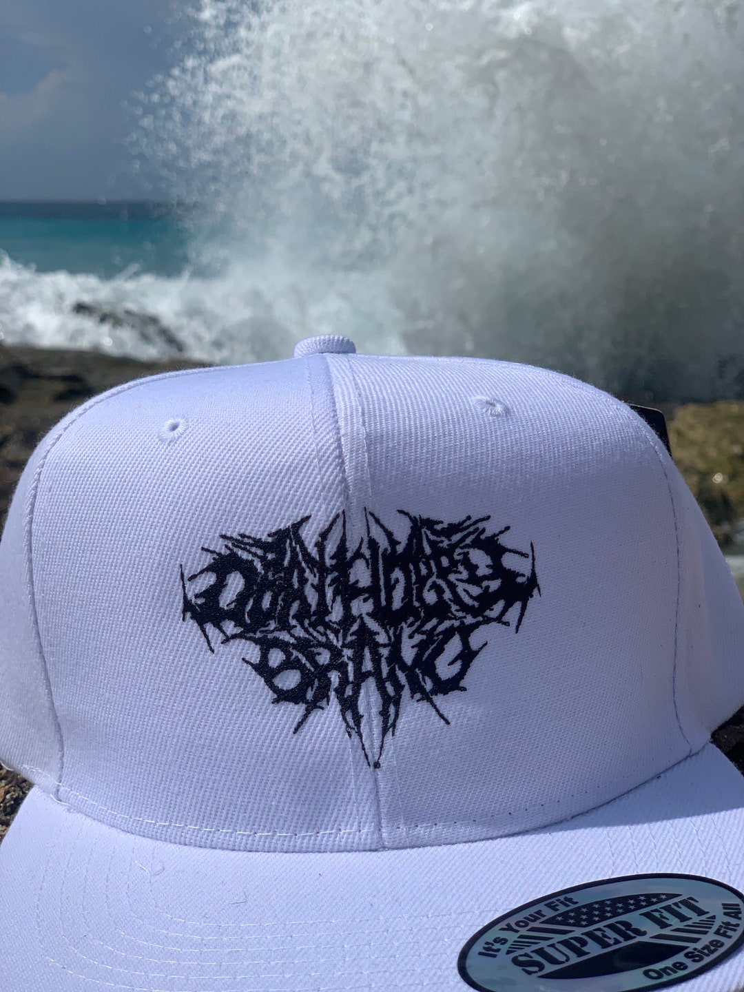 Death Defy Brand Metal Logo Snapback Hat in White - Etsy