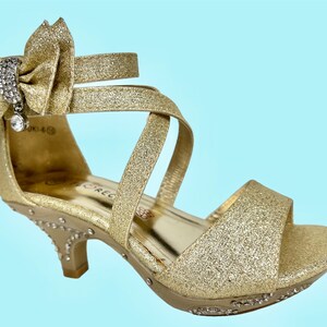 Little Girls High Heel Shoes Kids High Heels Childrens High Heels Gold Size 9 Size 10 - Etsy