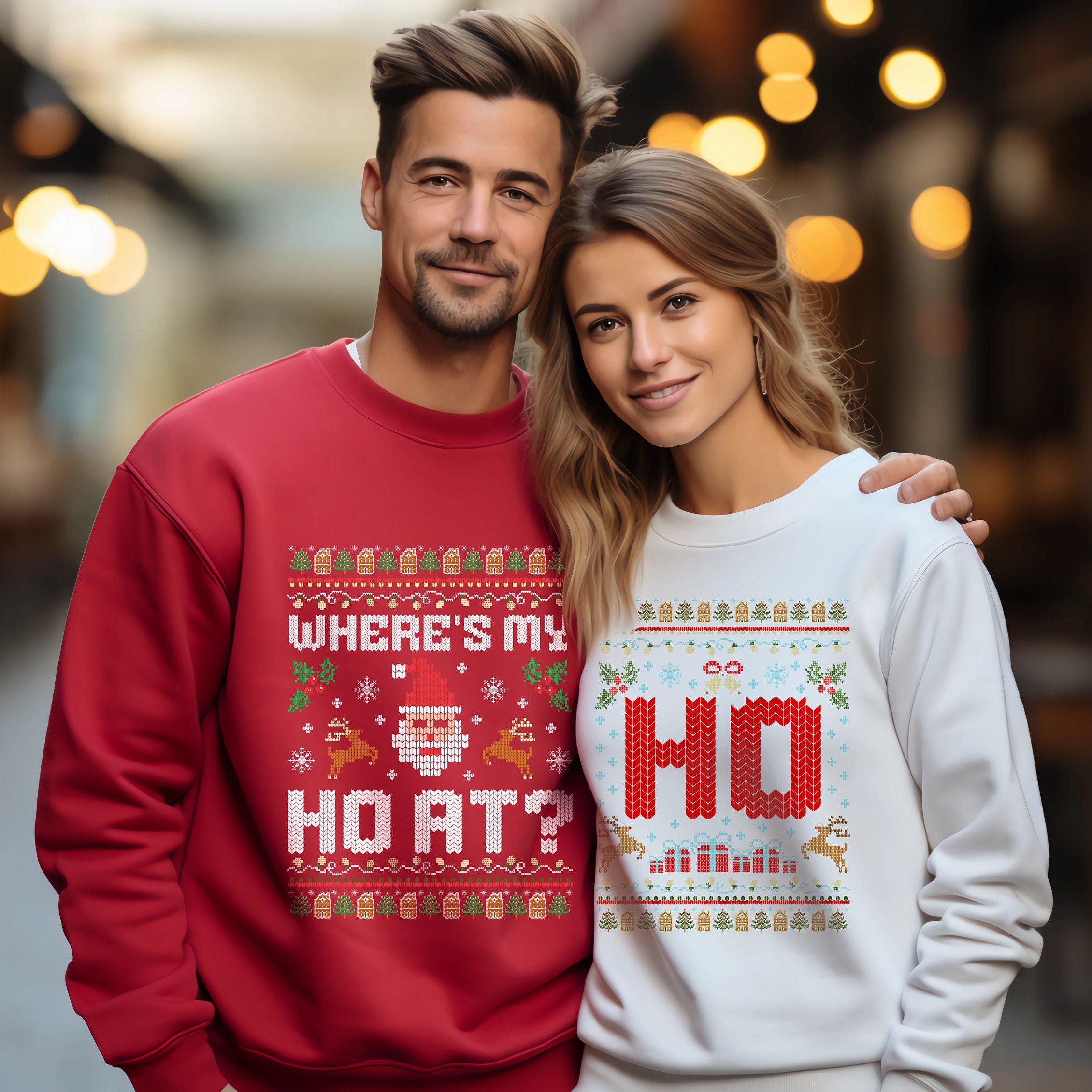 Funny Couples Ugly Christmas Sweater, Unisex Couple Matching Ugly ...
