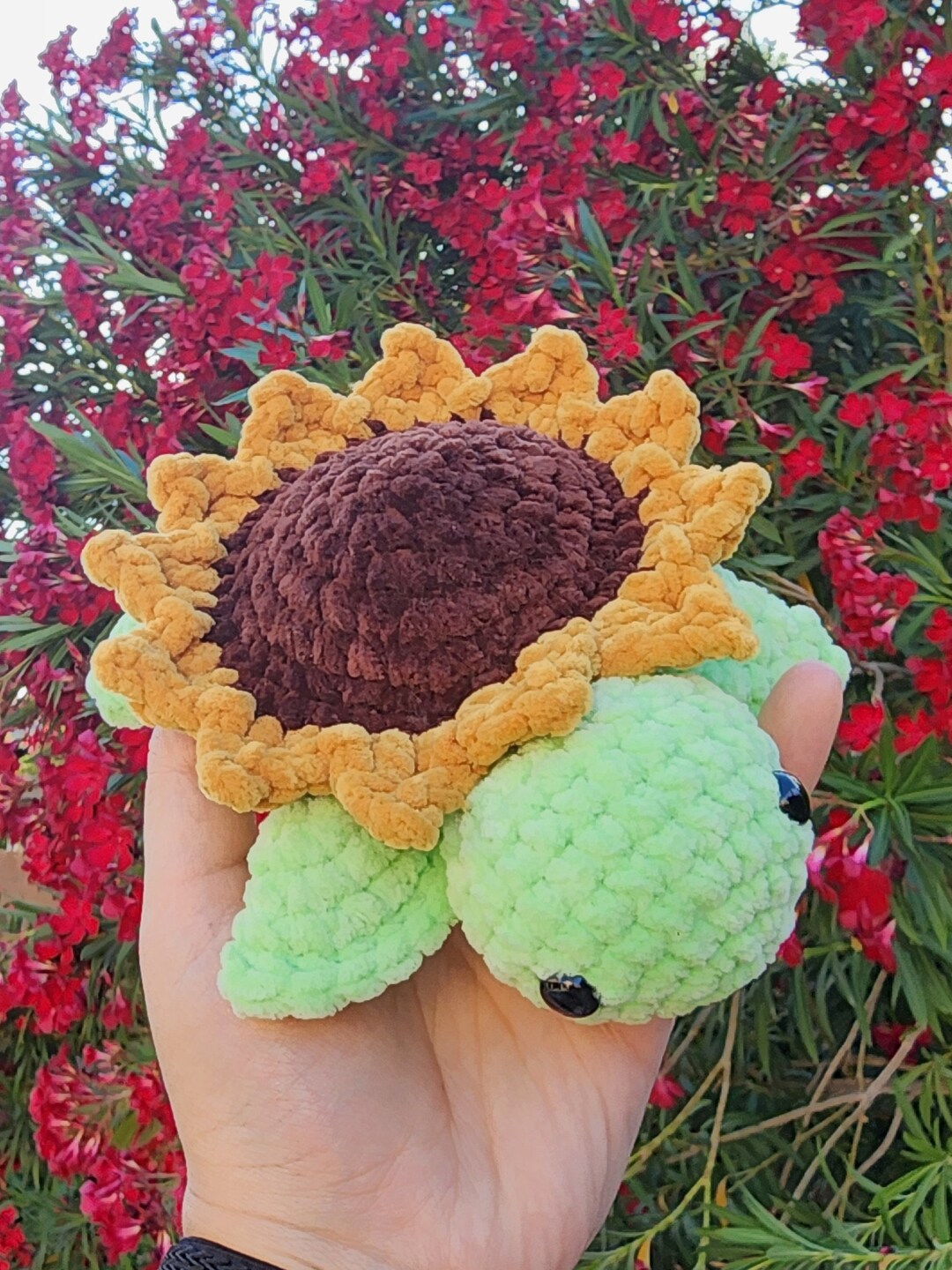 Crochet Sunflower Turtle Stuffed Animal, Soft Chenille Amigurumi Toy - Etsy