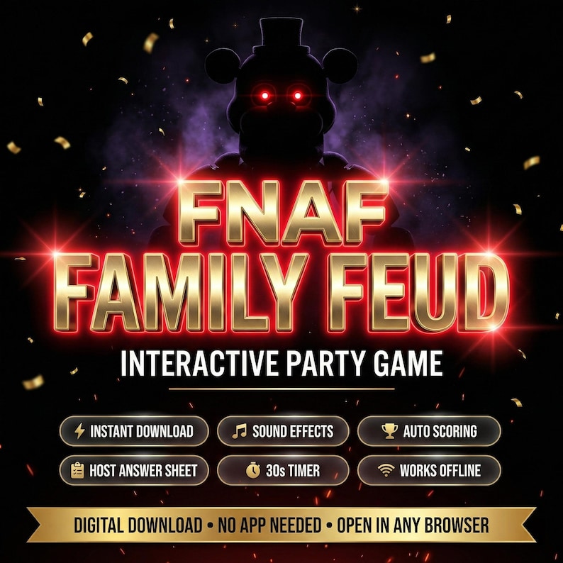 FNAF Trivia Feud Game Printable | Five Nights at Freddy's Friendly Feud ...