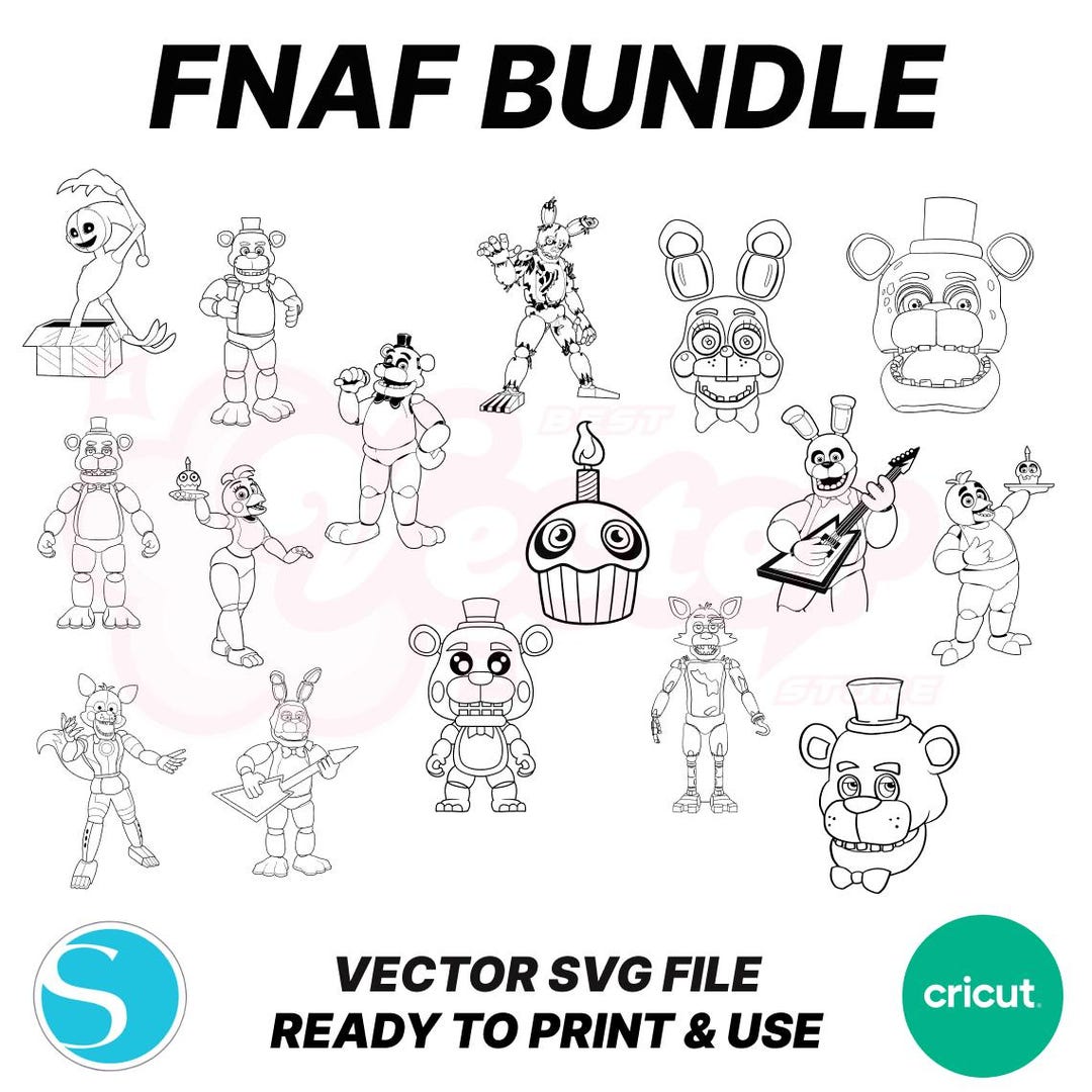 Five Nights at Freddys Bundle PNG SVG Designs Vector Ready to Print and ...