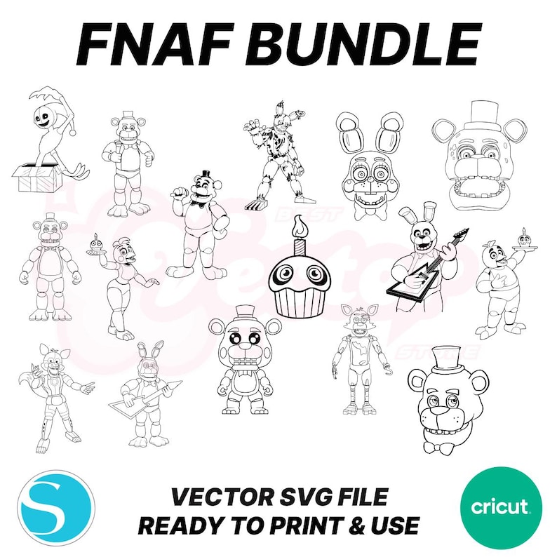 Five Nights at Freddys Bundle PNG SVG Designs Vector Ready to Print and ...