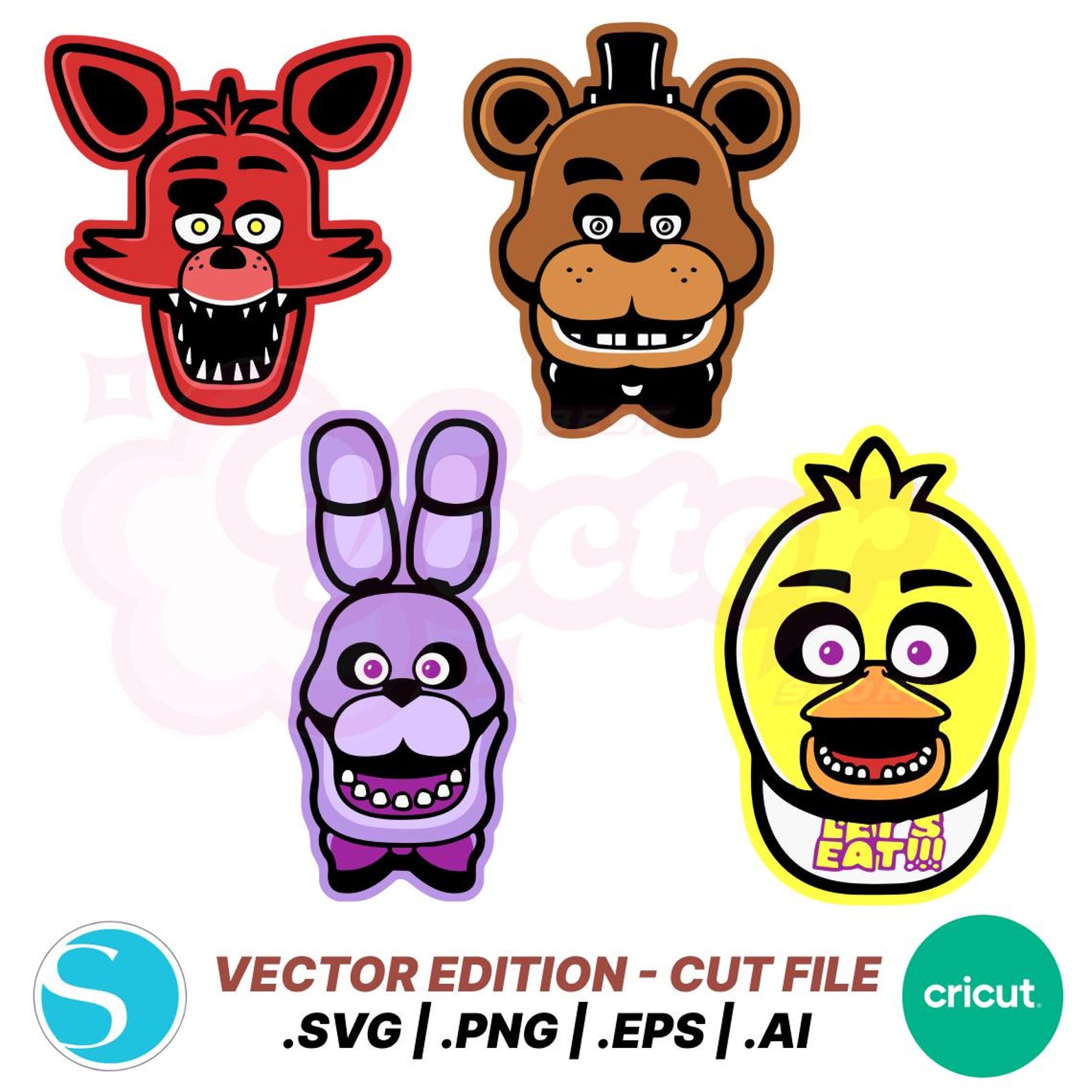 Five Nights at Freddys - FNAF Characters Vector PNG SVG Designs Vector ...