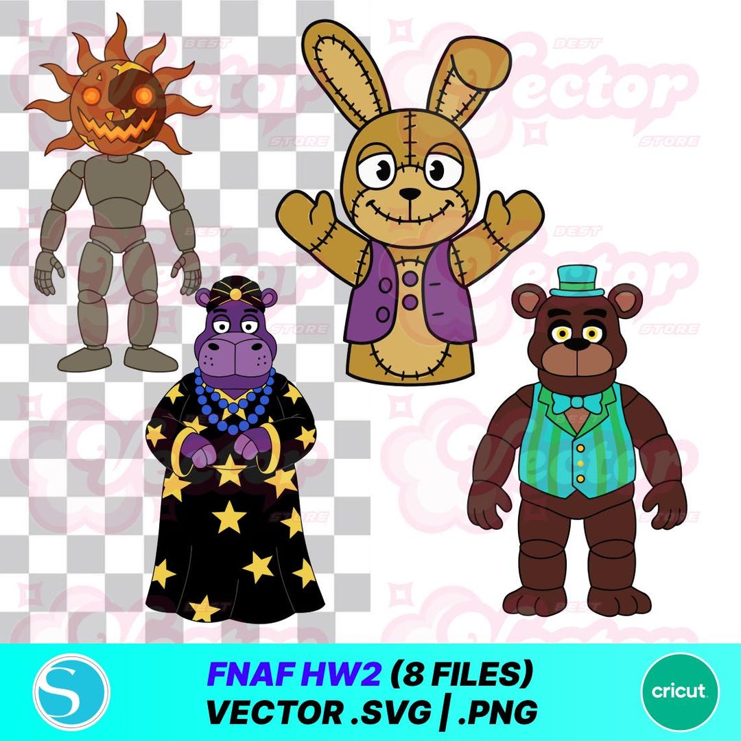 Five Nights at Freddys Help Wanted 2 SVG PNG Bundle 4 Characters FNAF ...