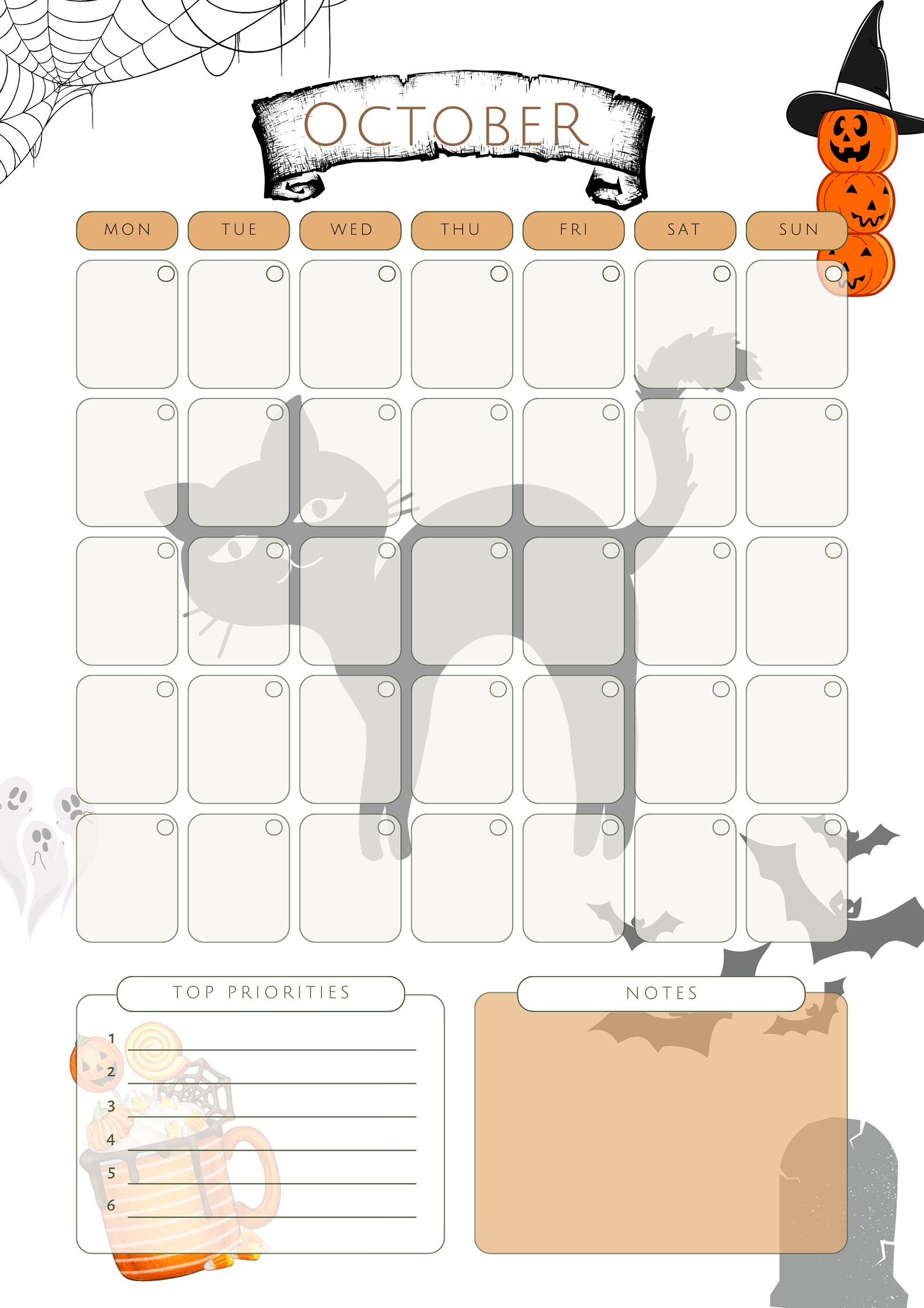 Monthly Planner(october, November, December), Printable Template ...