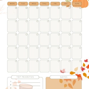 Monthly Planner(october, November, December), Printable Template ...