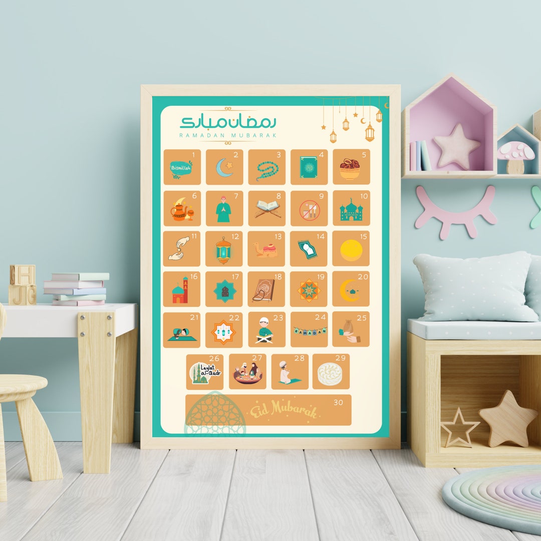 Ramadan Calendar to Print for Children girls and Boys, Eid Advent ...