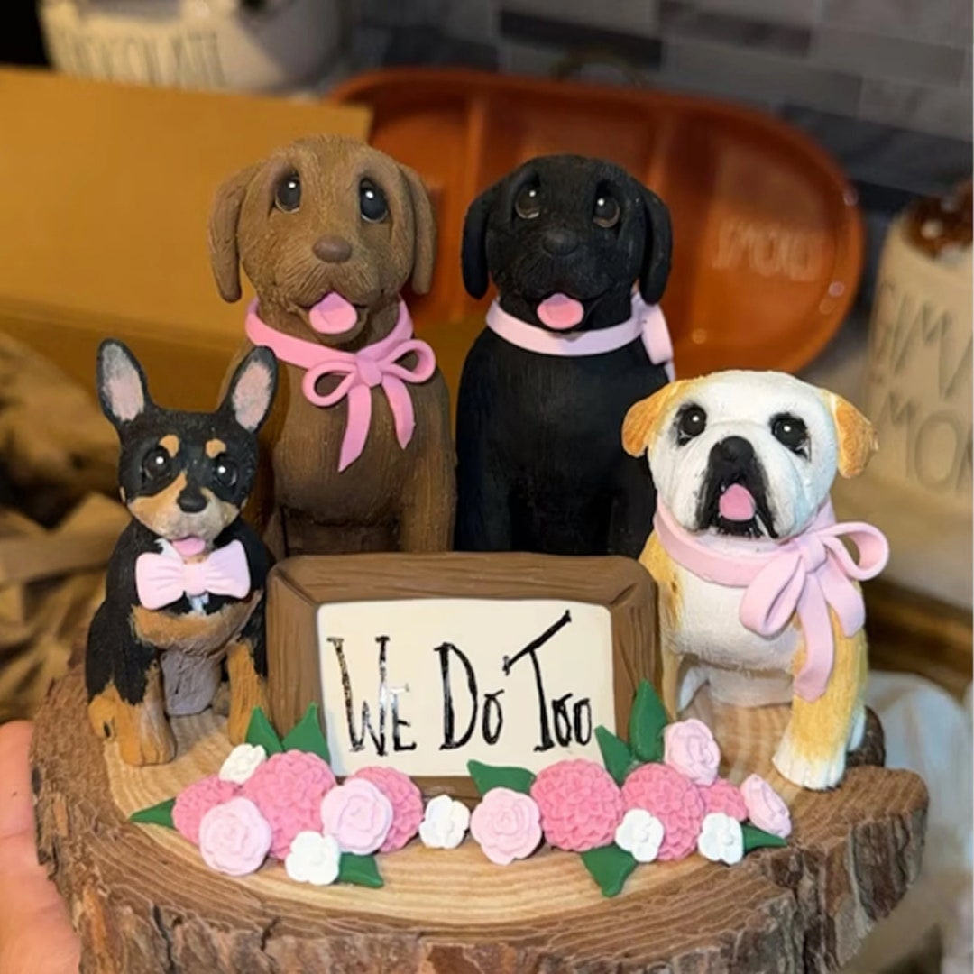 Pet Birthday Cake Topper, Personalized Custom Dog Wedding Cake Topper ...