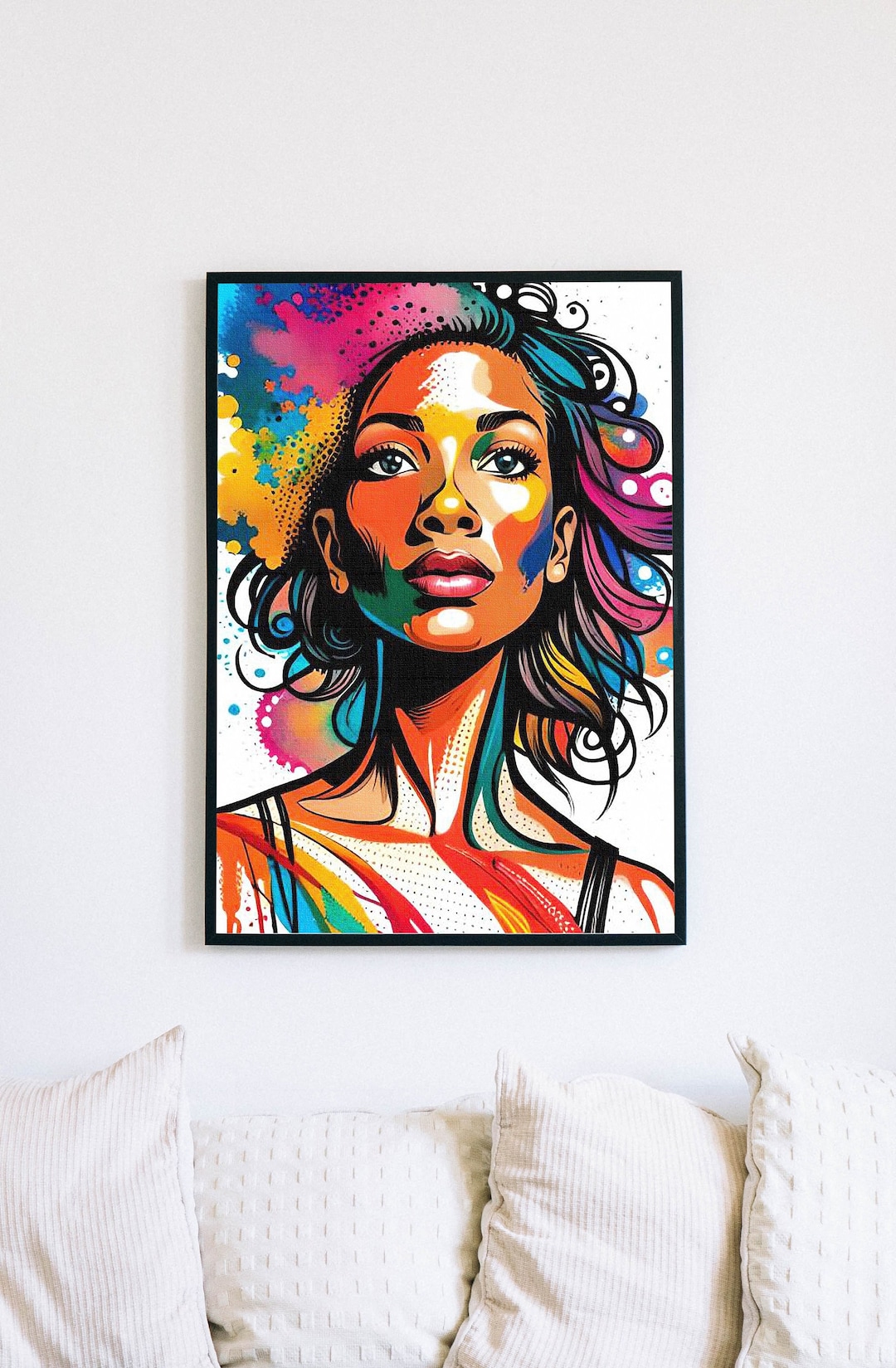 A Beautiful Woman's Face Emerges From the Chaos of Vibrant Inkblots - Etsy