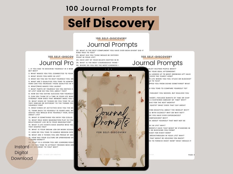100 Self Discovery Journal Prompts, Self Growth Journal, Mental ...