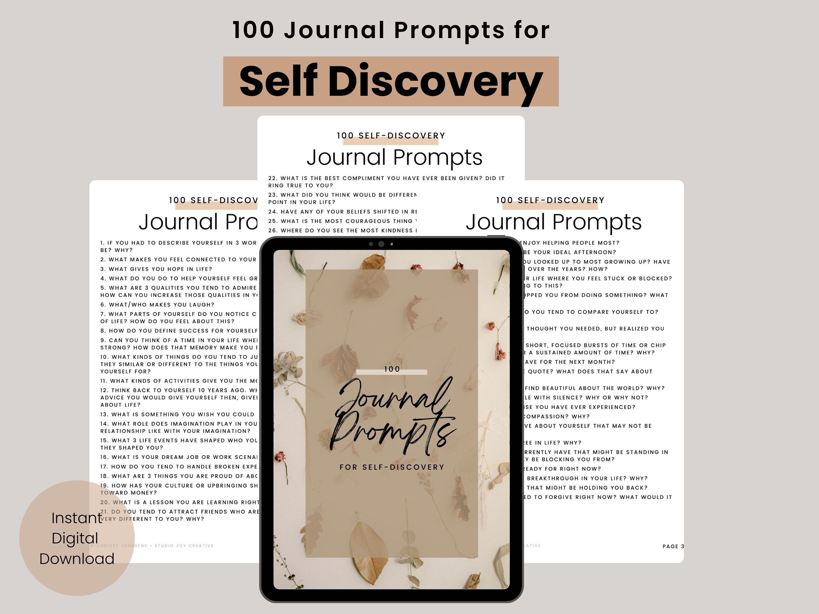 100 Self Discovery Journal Prompts, Self Growth Journal, Mental ...