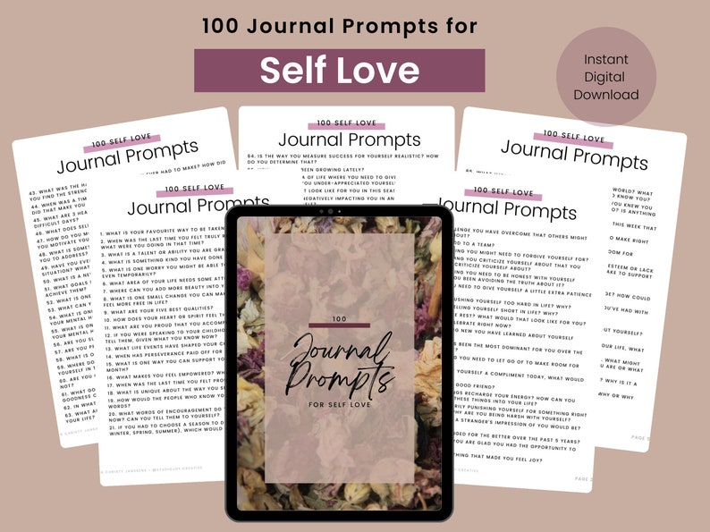 100 Self Love Journal Prompts, Self Care Journal, Mindfulness Journal ...