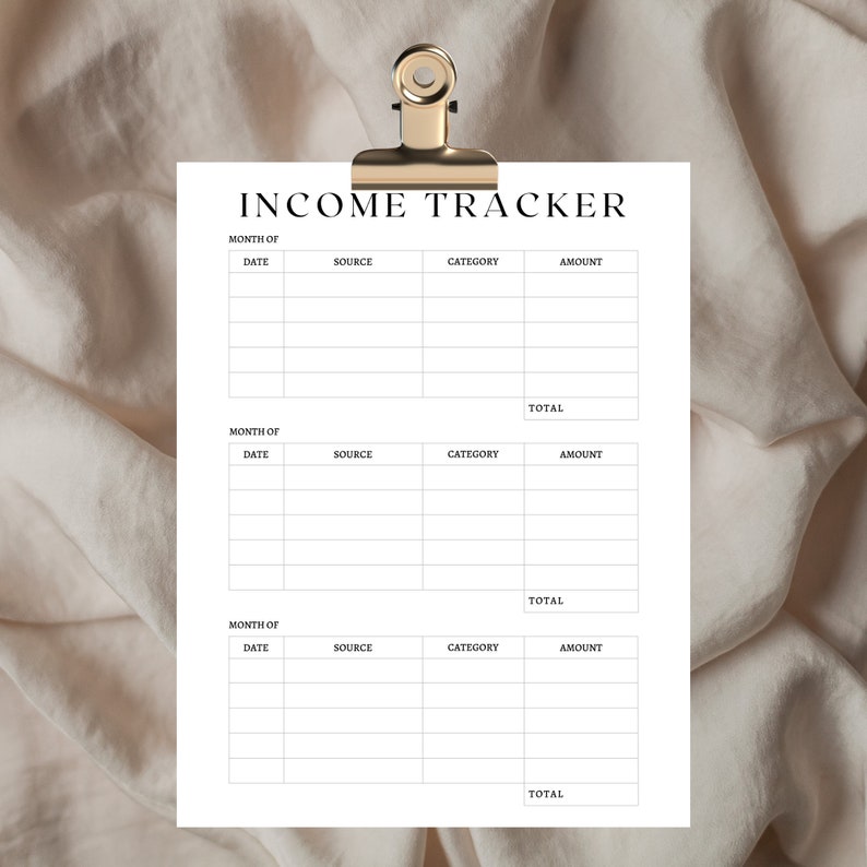 Income Tracker, Income Printable Tracker, Income Tracker PDF, Financial ...