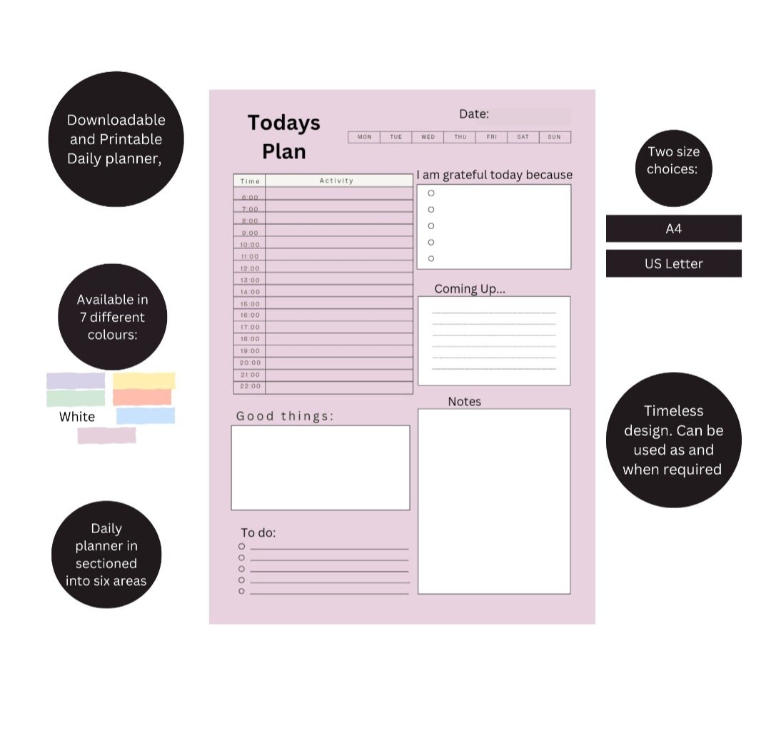Printable Daily Planner II Daily Planner Pages II Digital Product ...