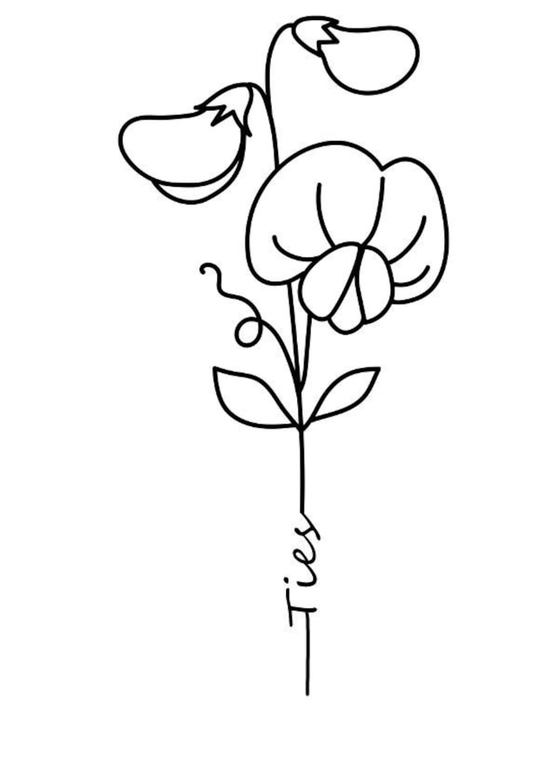 Custom Name in Stem - Birth Flower | Gift | Tattoo | Name Design ...