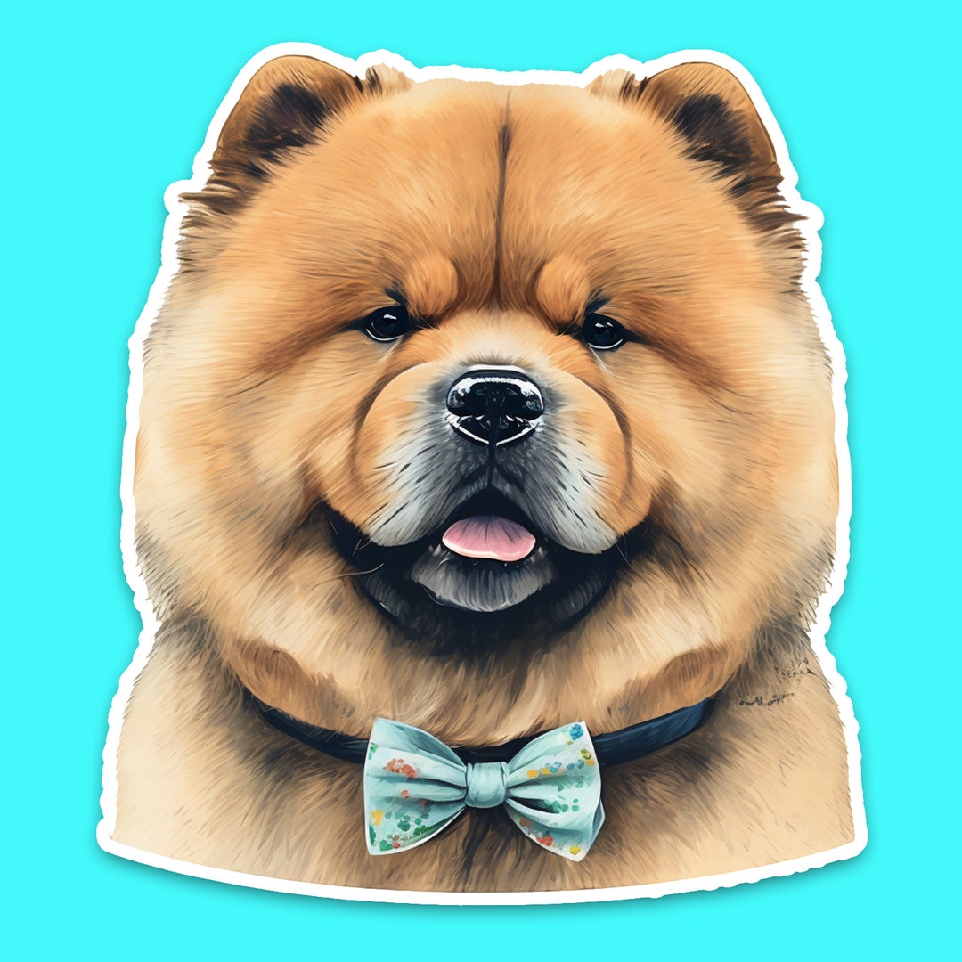 Chow Chow Funny Cute Bowtie Sticker Chibi Waterbottle Decal - Etsy