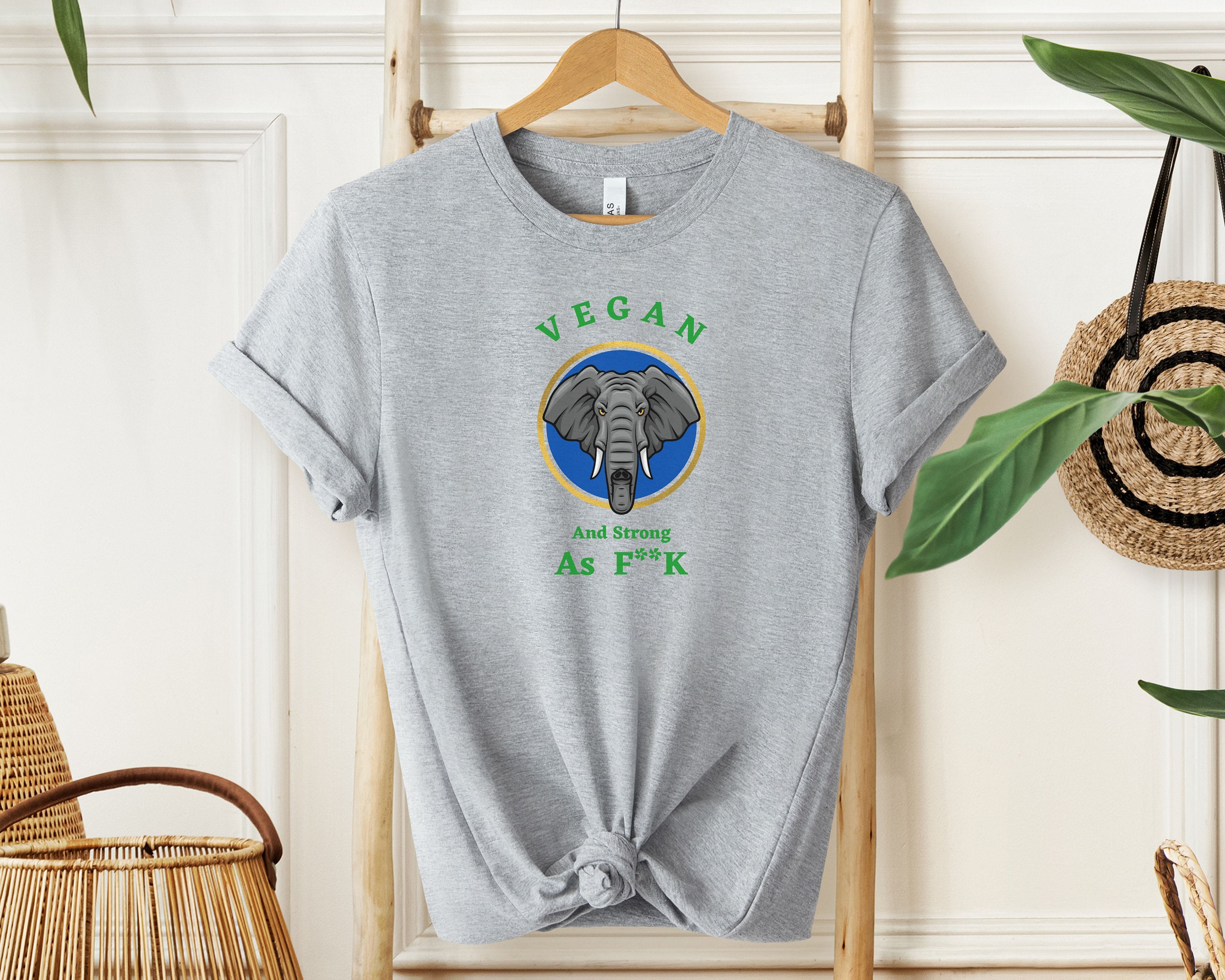 Vegan and Strong as FK, Vegan Strength T-shirt, Angry Elephant Graphic ...